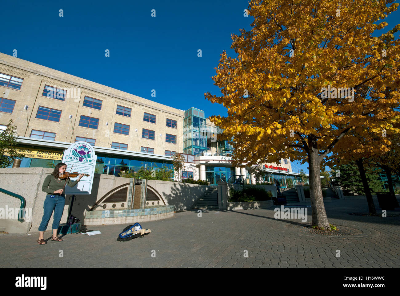 Street artist near Johnston Terminal at The Forks, Winnipeg, Manitoba ...