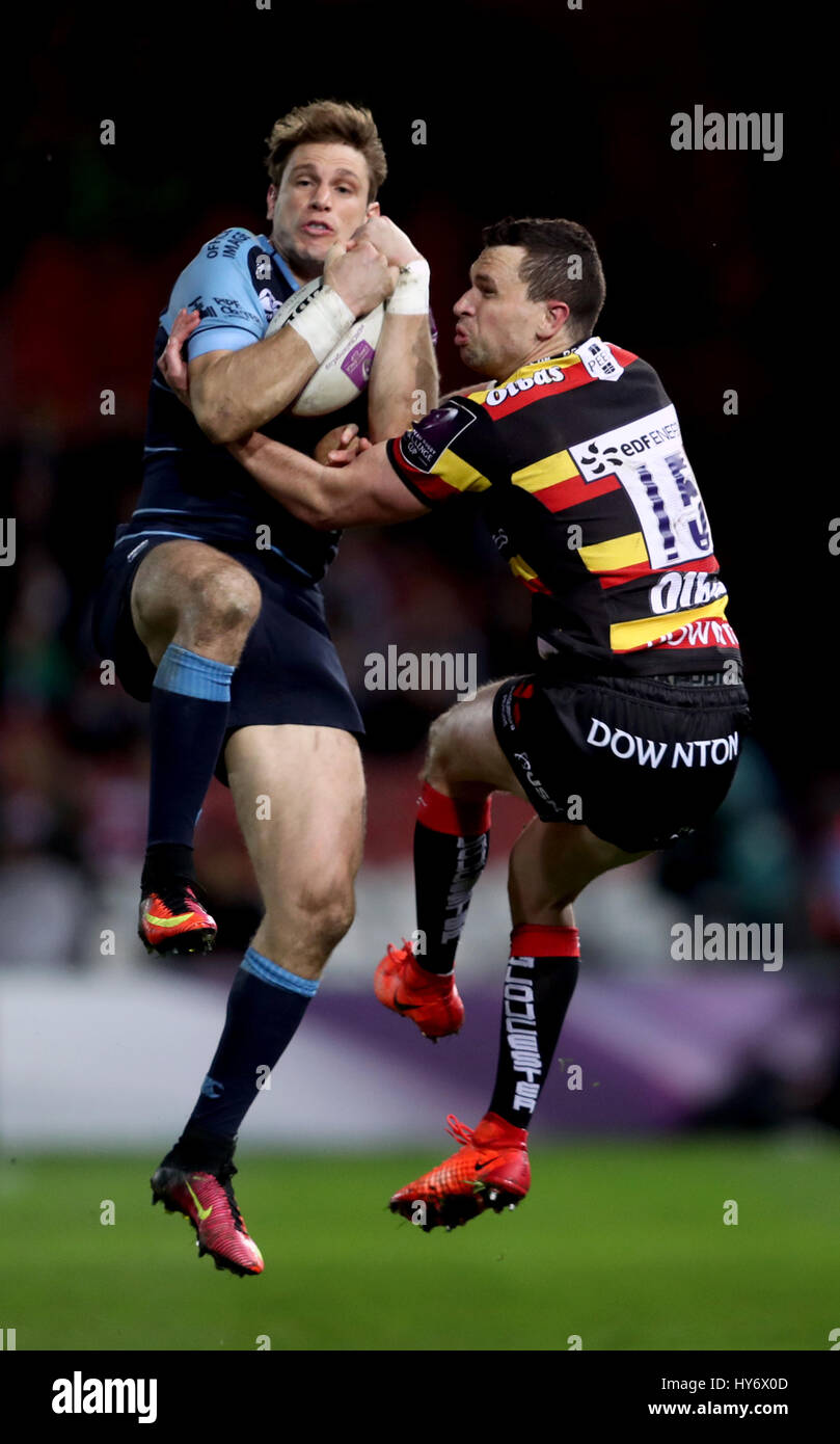 Cardiff blues alex cuthbert during the european challenge cup hi-res ...