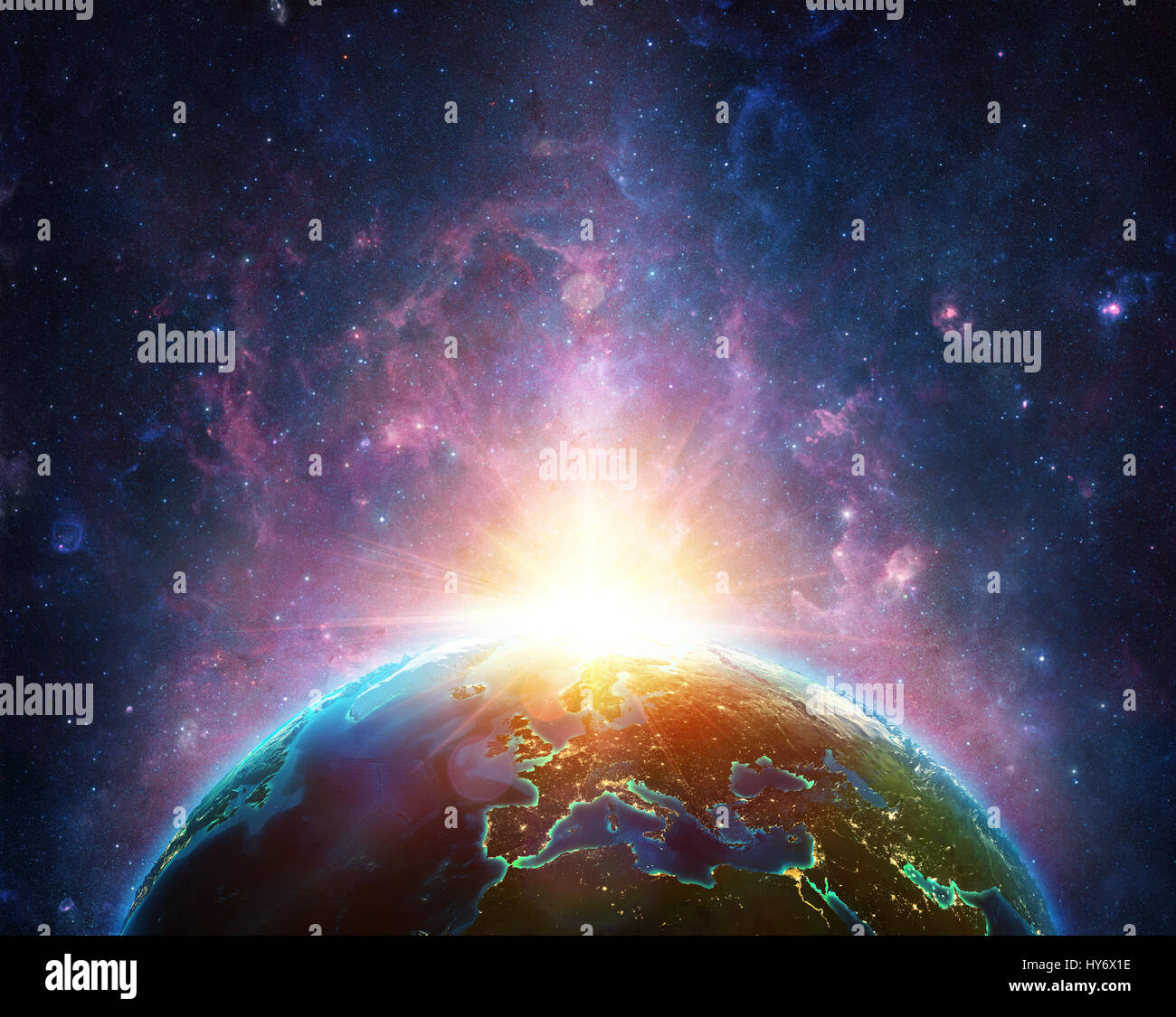 Sunrise On Earth Planet - Europe View Stock Photo - Alamy