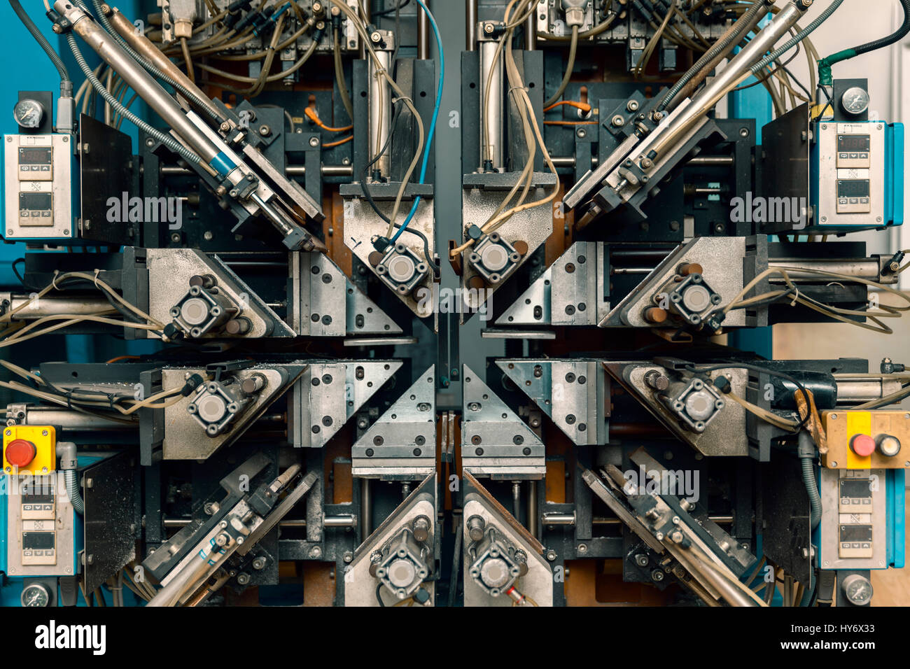 machine for assembly of plastic windows, close up Stock Photo - Alamy