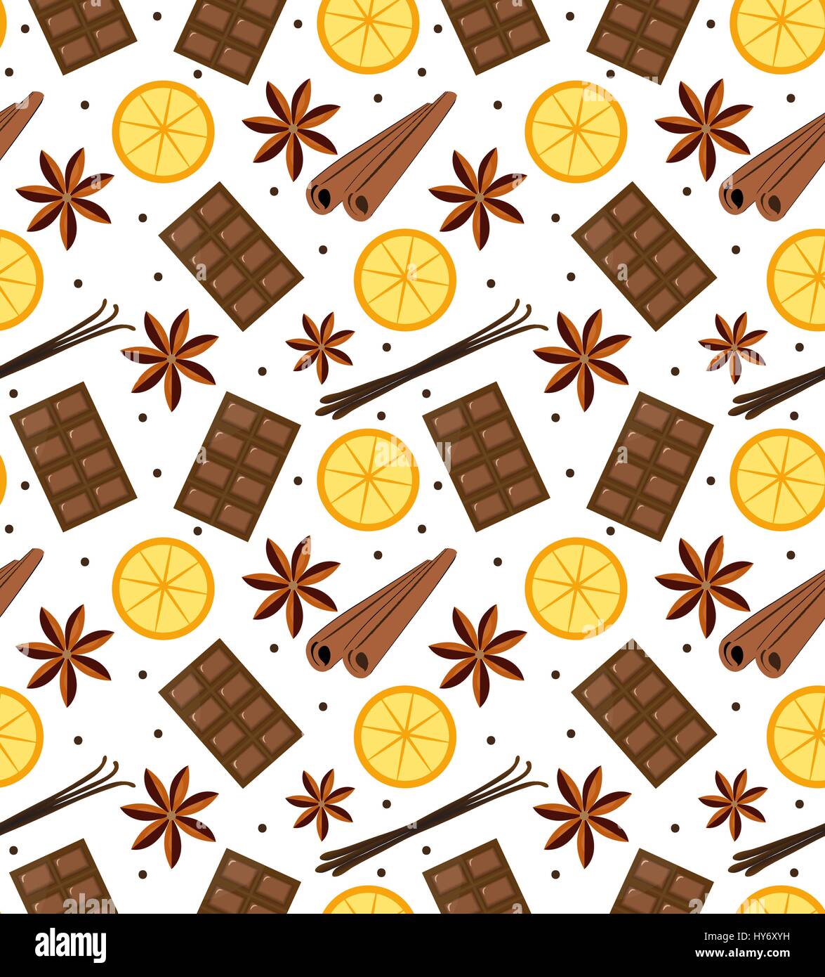 Spices seamless pattern. Mulled wine and chocolate endless background ...