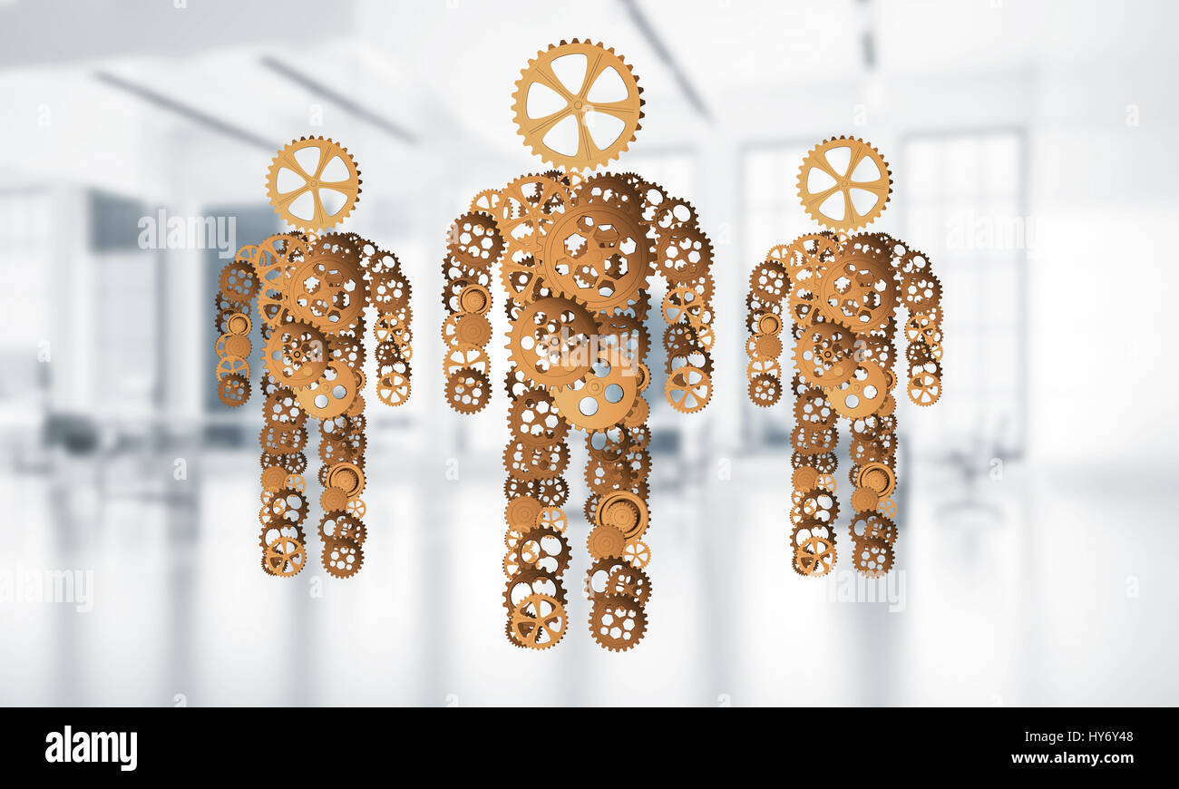 Concept of cooperation or partnership with three figures present Stock ...