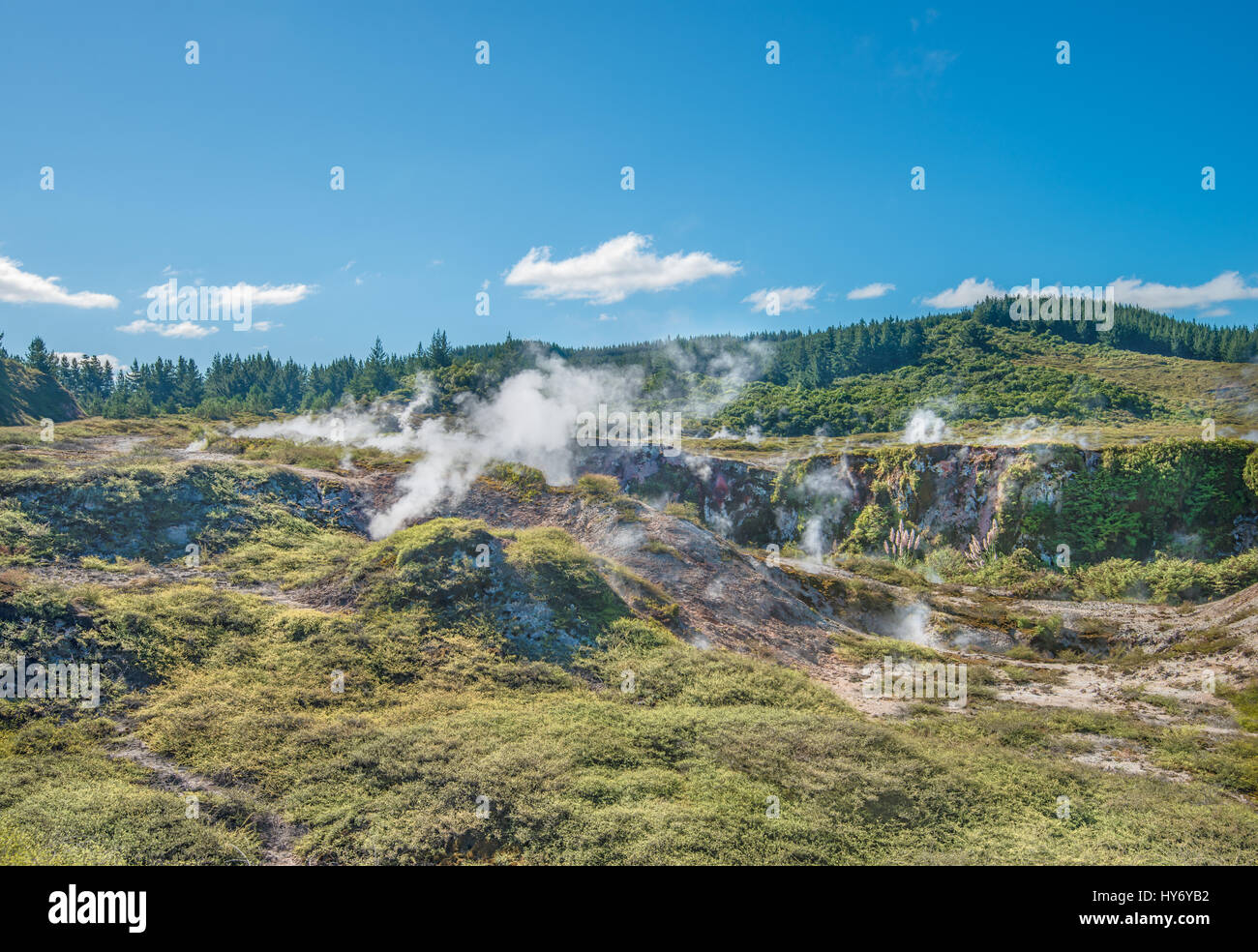 Craters of the moon - active geothermal field in Taupo, New Zealand ...