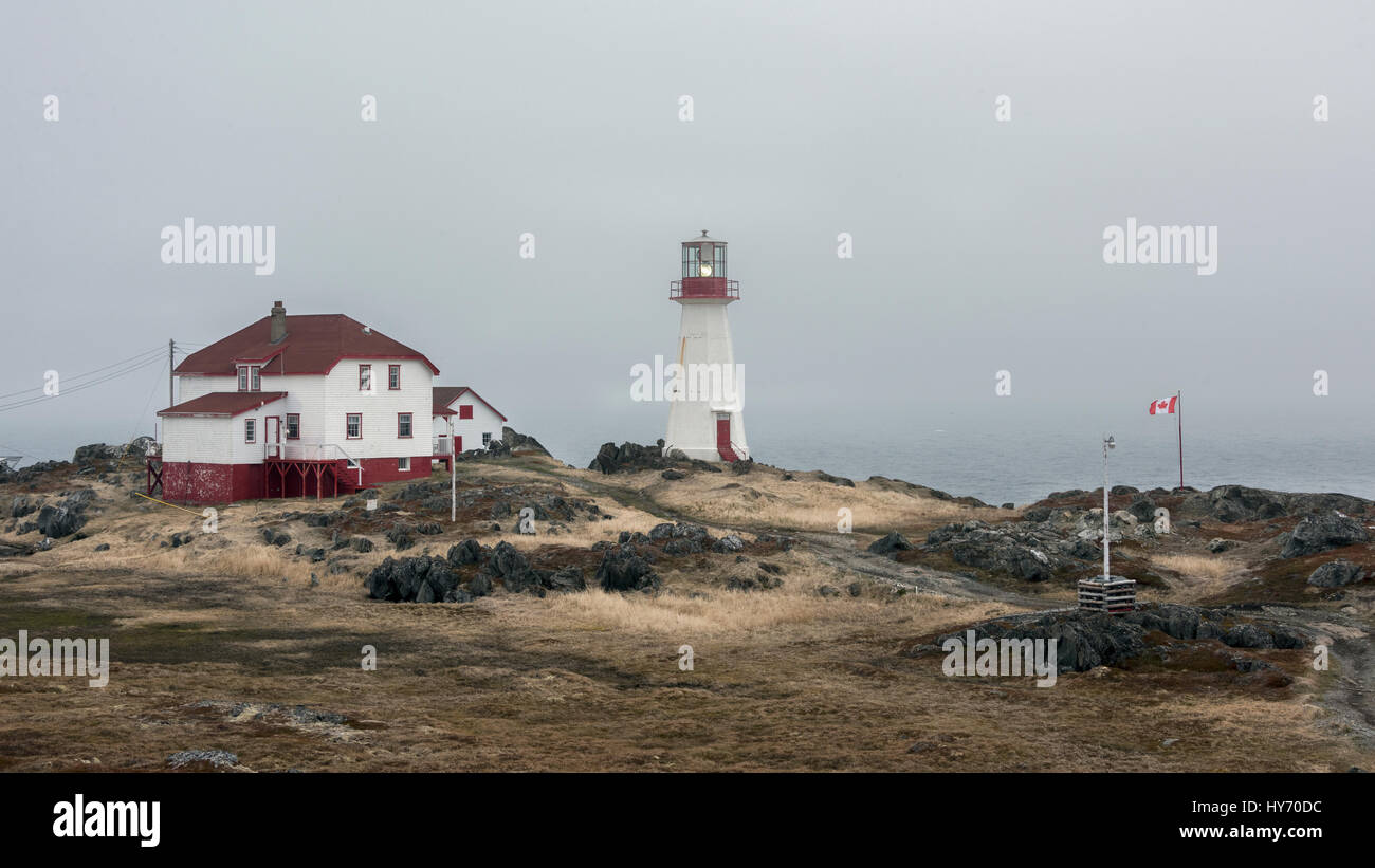 Cape Bauld lighthouse and keeper's cottage overlooking the Strait of ...