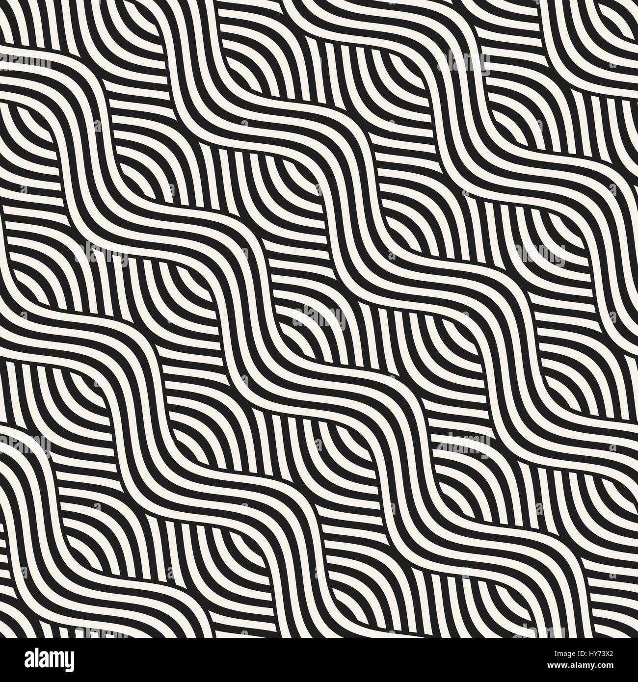 Abstract geometric pattern with wavy lines. Interlacing rounded stripes ...