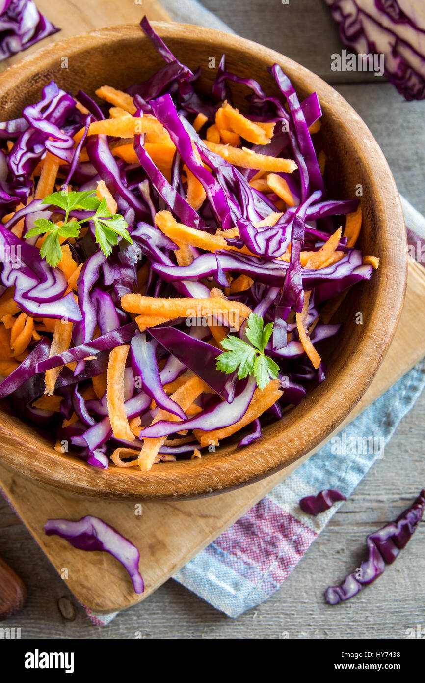 Red Cabbage Coleslaw Salad with Carrots and Greens - healthy diet ...