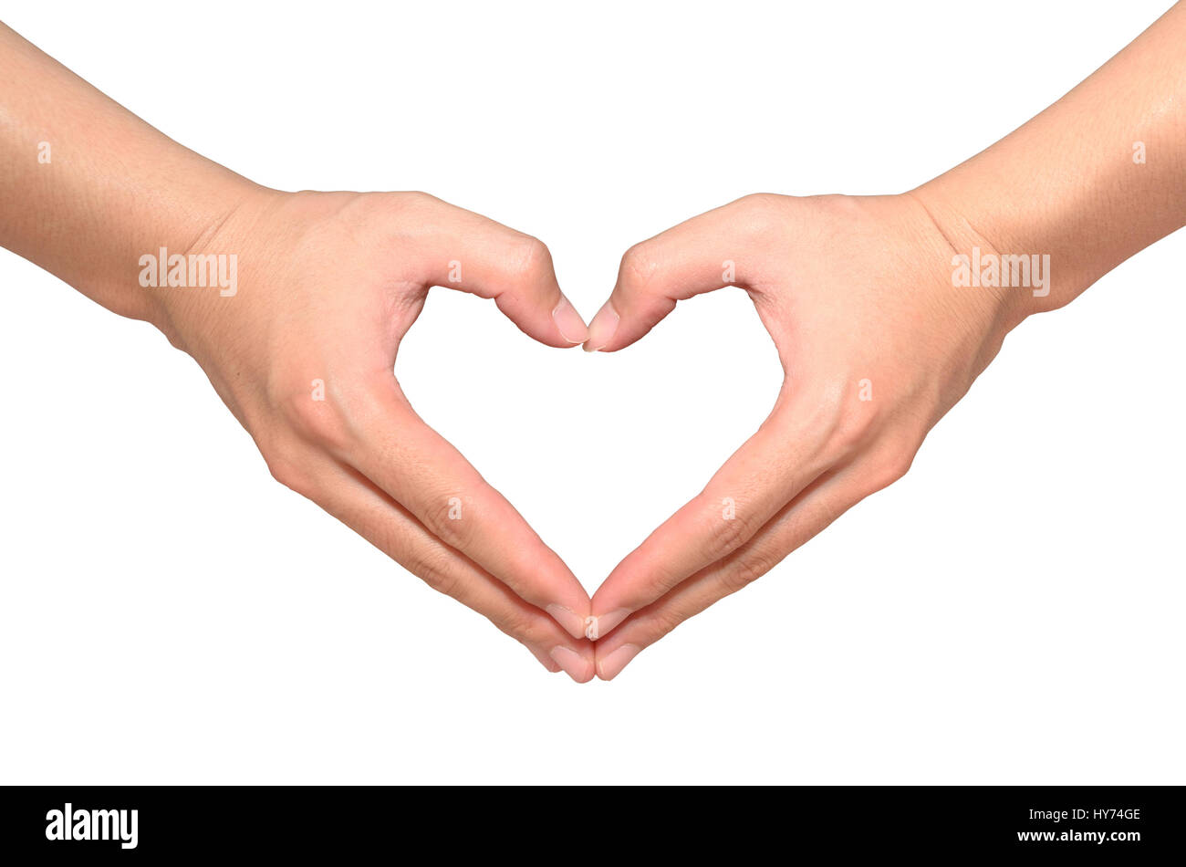 Shape of the heart made by asian male hands isolated on white Stock ...