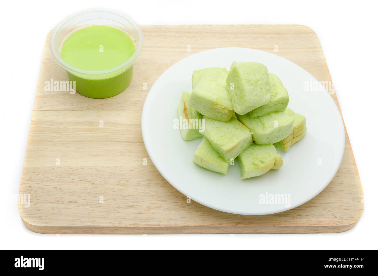 Thai dessert Pandan custard and steamed bread Stock Photo - Alamy
