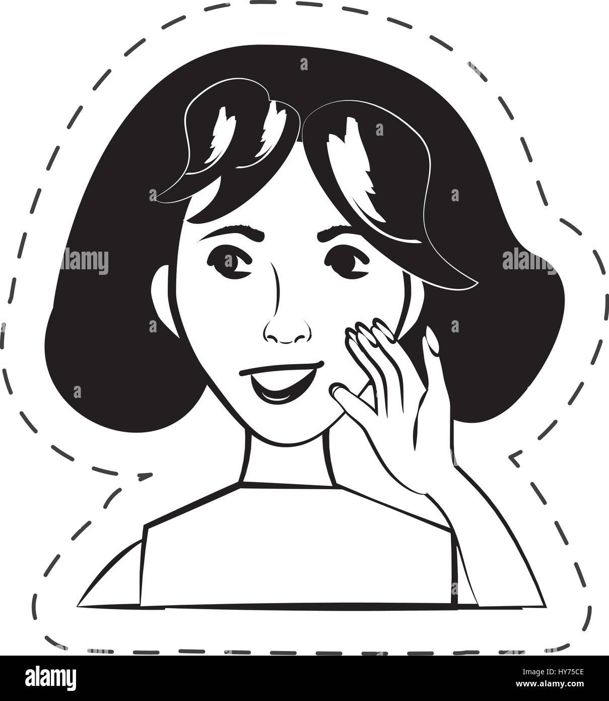 woman expression female black and white vector illustration eps 10 ...