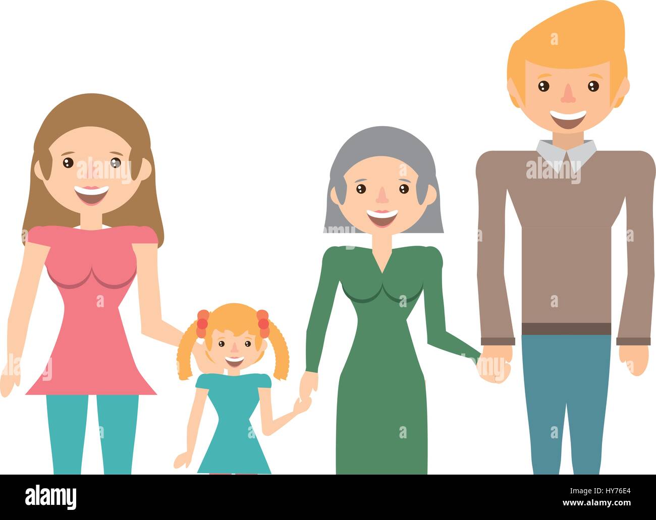 Portrait mother children standing Stock Vector Images - Alamy