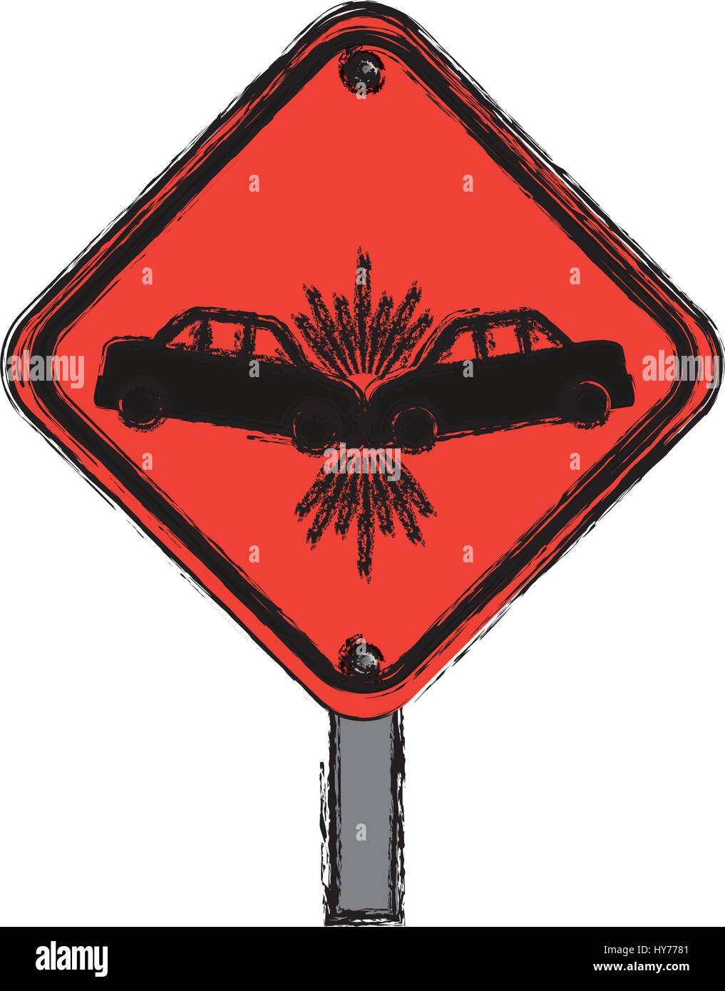 warning sign crash danger vector icon illustration Stock Vector Image ...