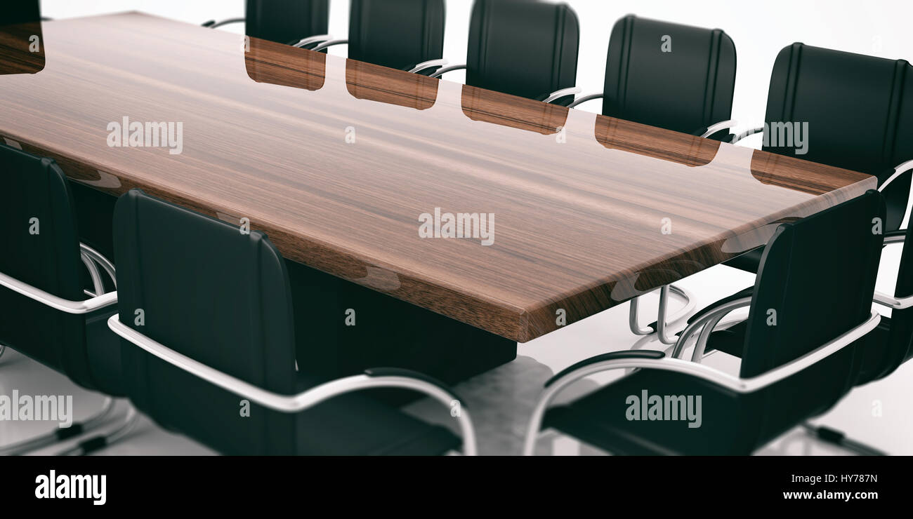 Meeting table and chairs close up. 3d illustration Stock Photo - Alamy