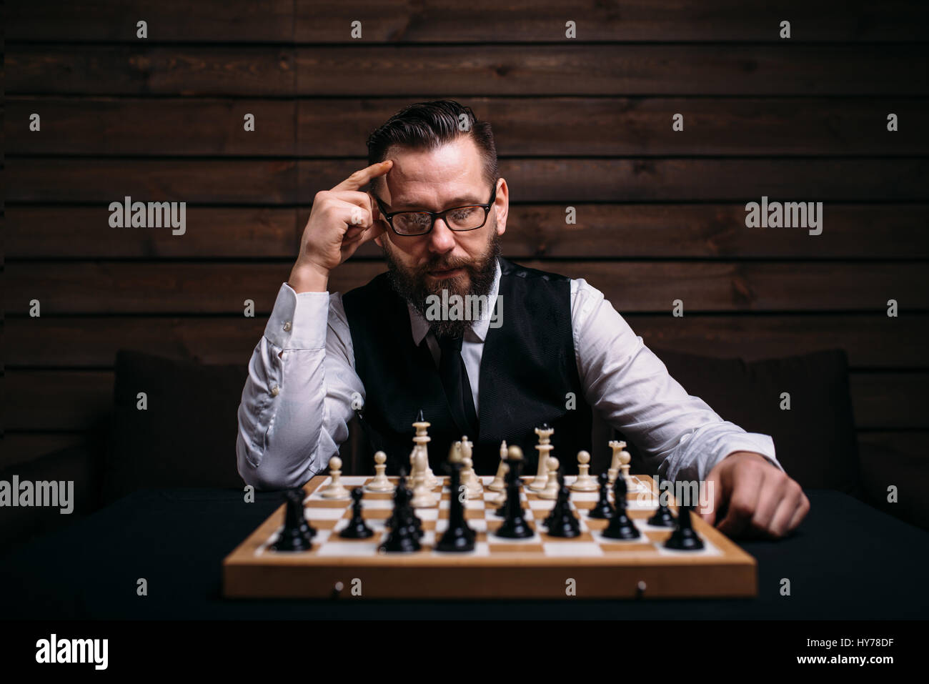 Pensive male chess player hi-res stock photography and images - Alamy