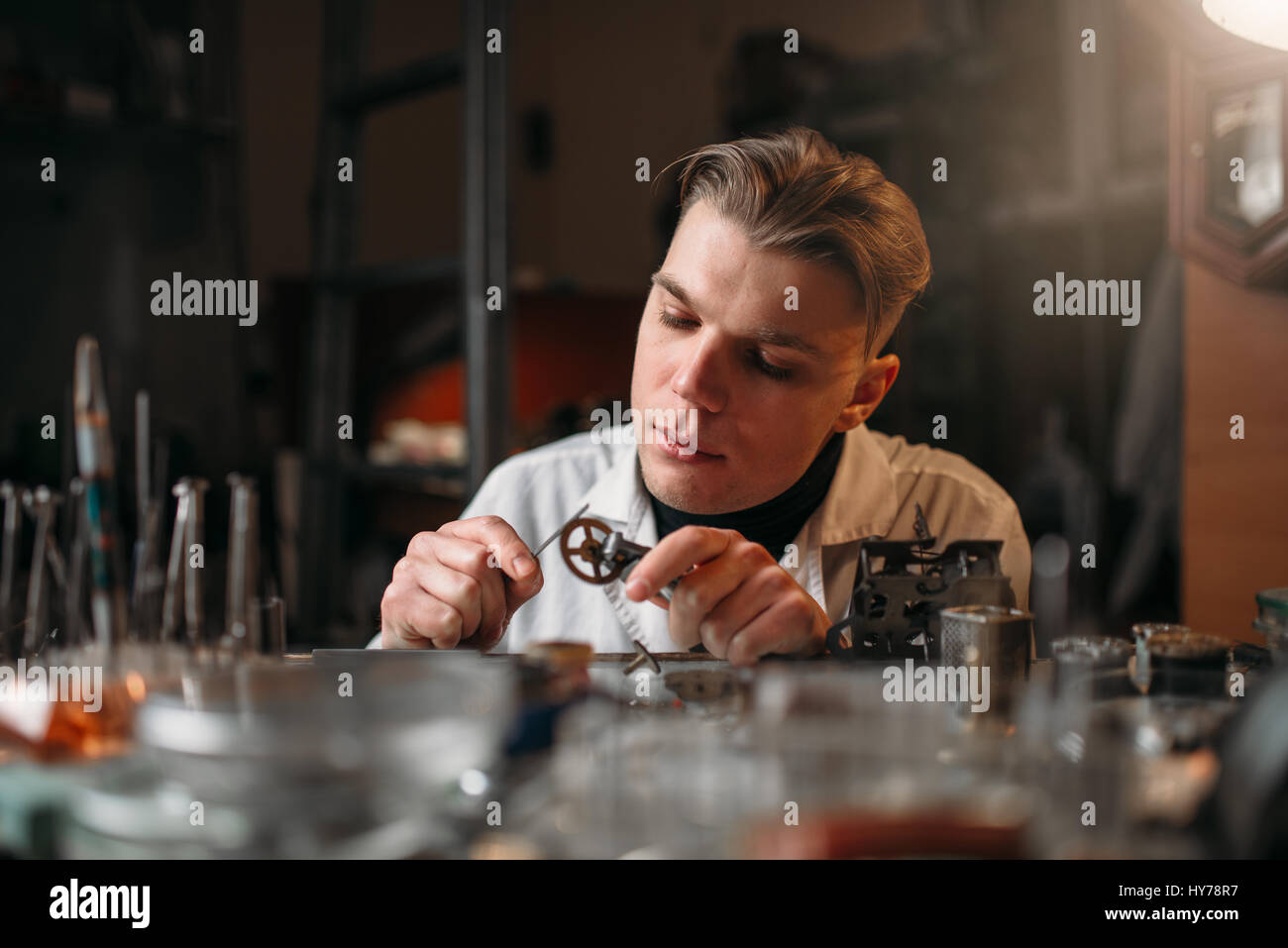 Repairing mechanical watch tweezers hi-res stock photography and images ...