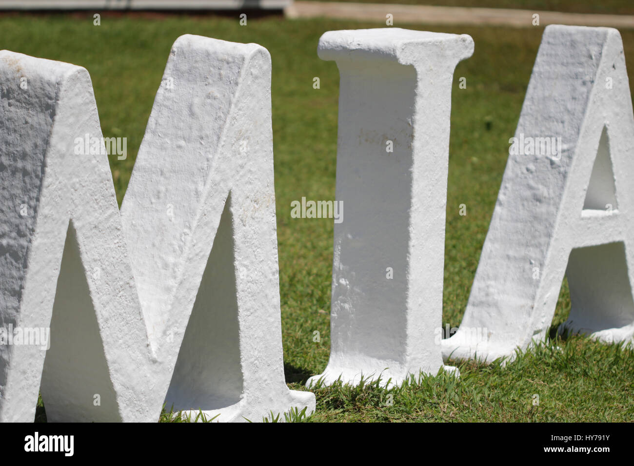 Mia sign next to Caribbean Sea Stock Photo - Alamy