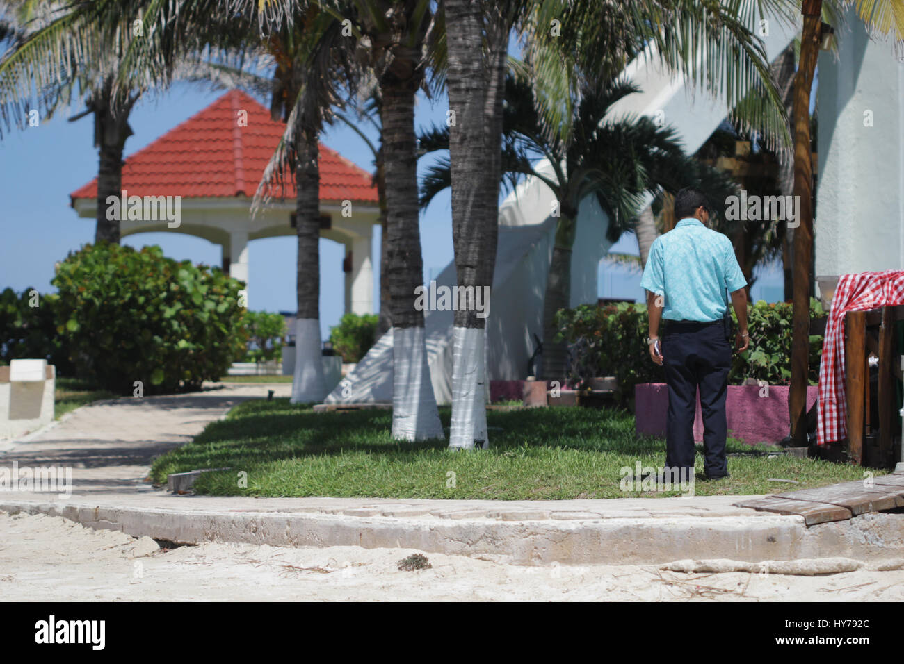 Security guard is on duty taking care of resort in mexico Stock Photo ...