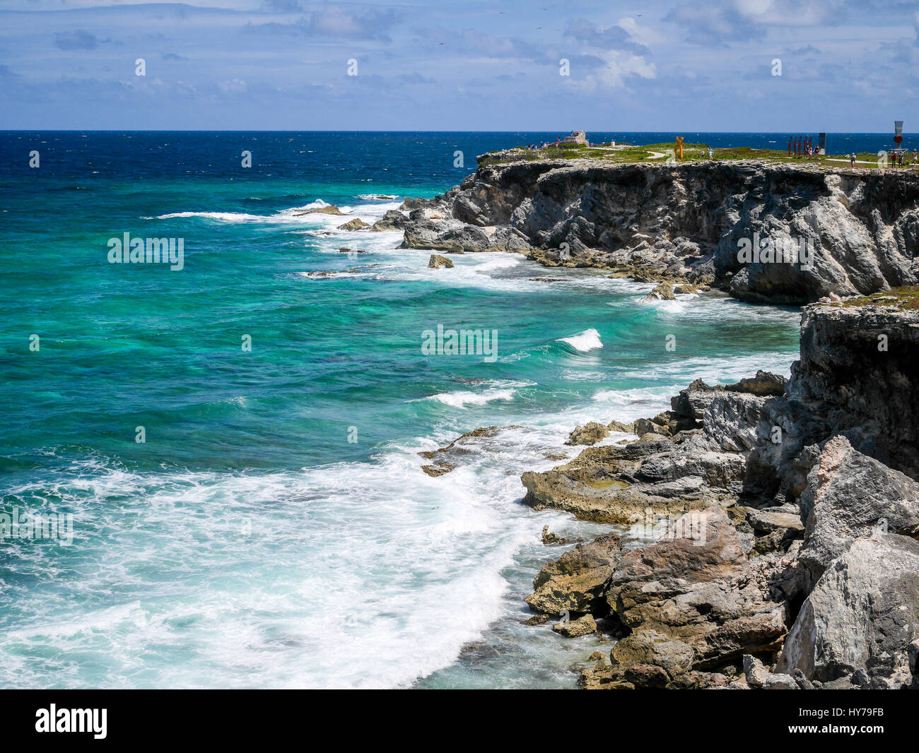 Punta Sur cliffs and rocks in blue ocean Stock Photo - Alamy