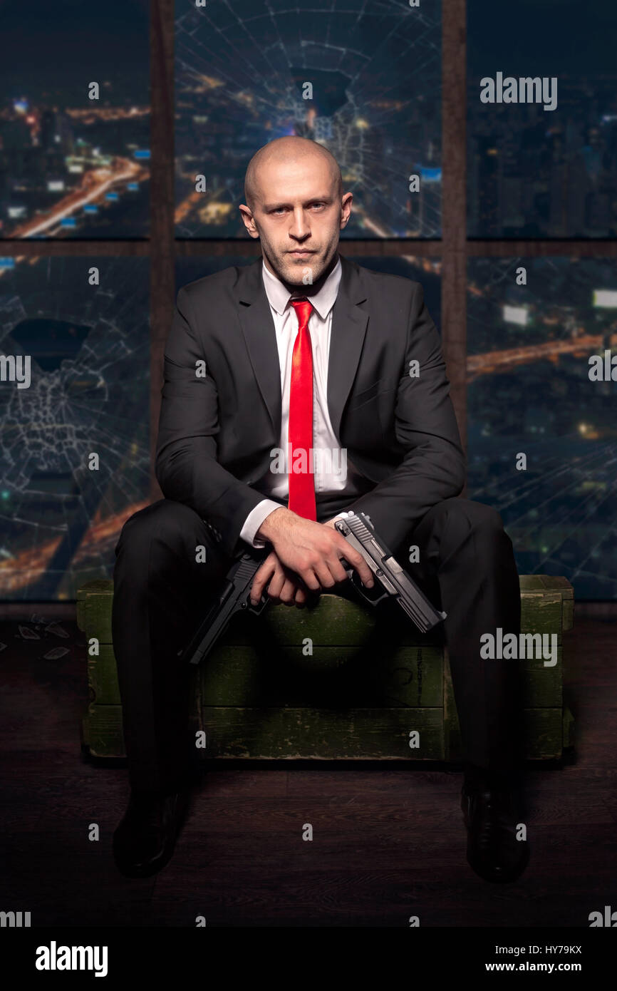 Contract killer wallpaper, background or poster concept. Assassin in ...