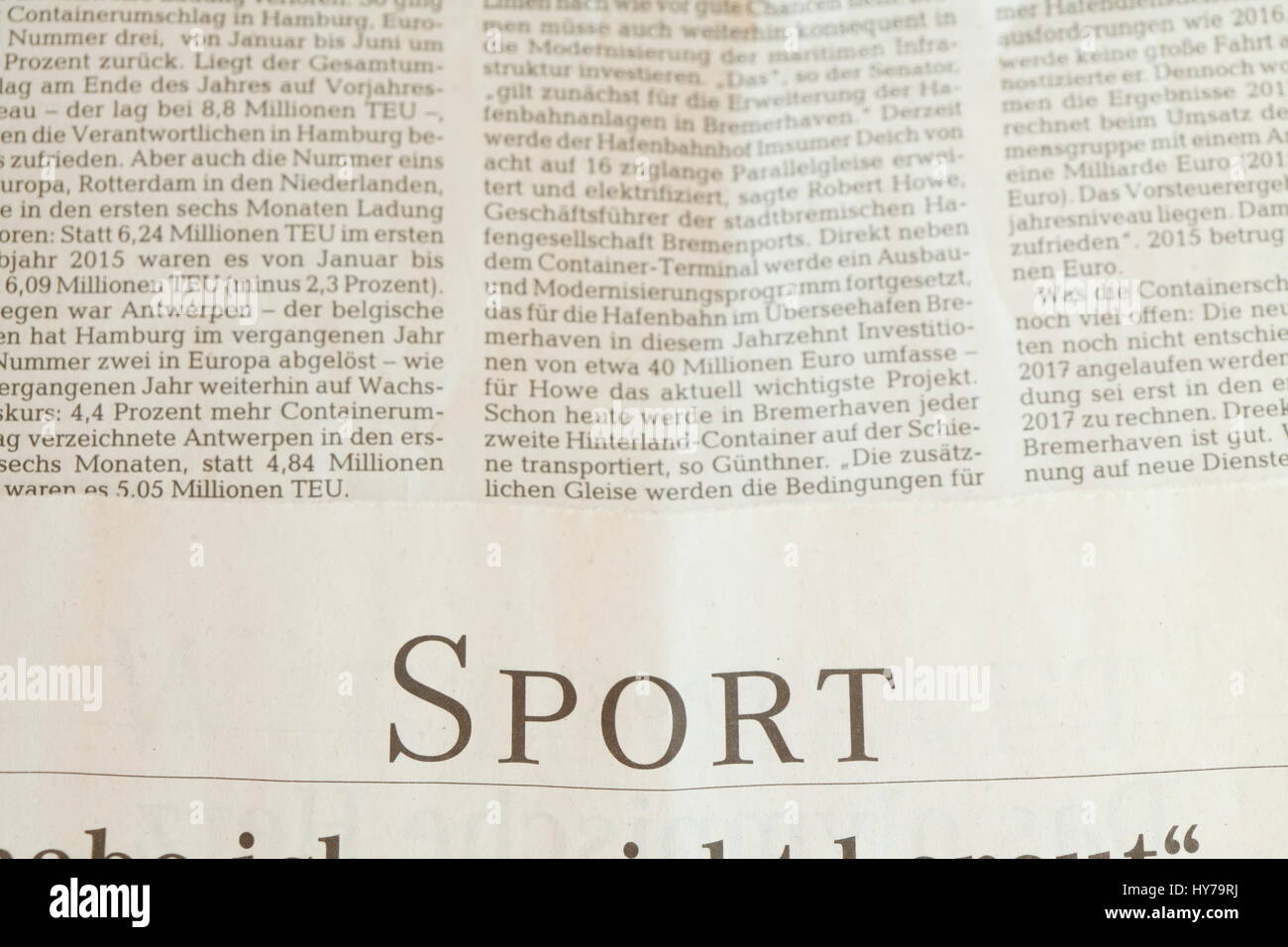 Newspaper, Text Sport Stock Photo - Alamy