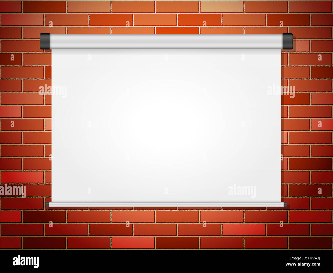 Projection screen on brick wall Stock Photo - Alamy