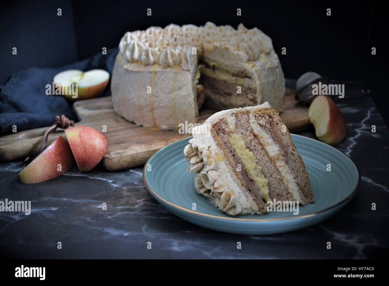 Apple Cinnamon Spice Chiffon Layer cake Stock Photo - Alamy