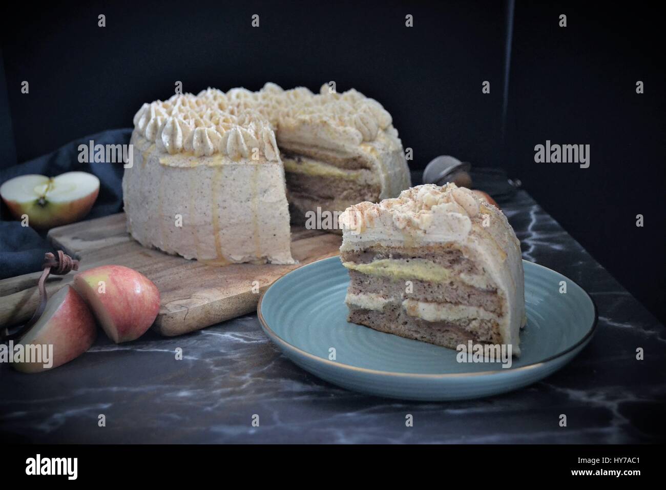 Apple Cinnamon Spice Chiffon Layer cake Stock Photo - Alamy