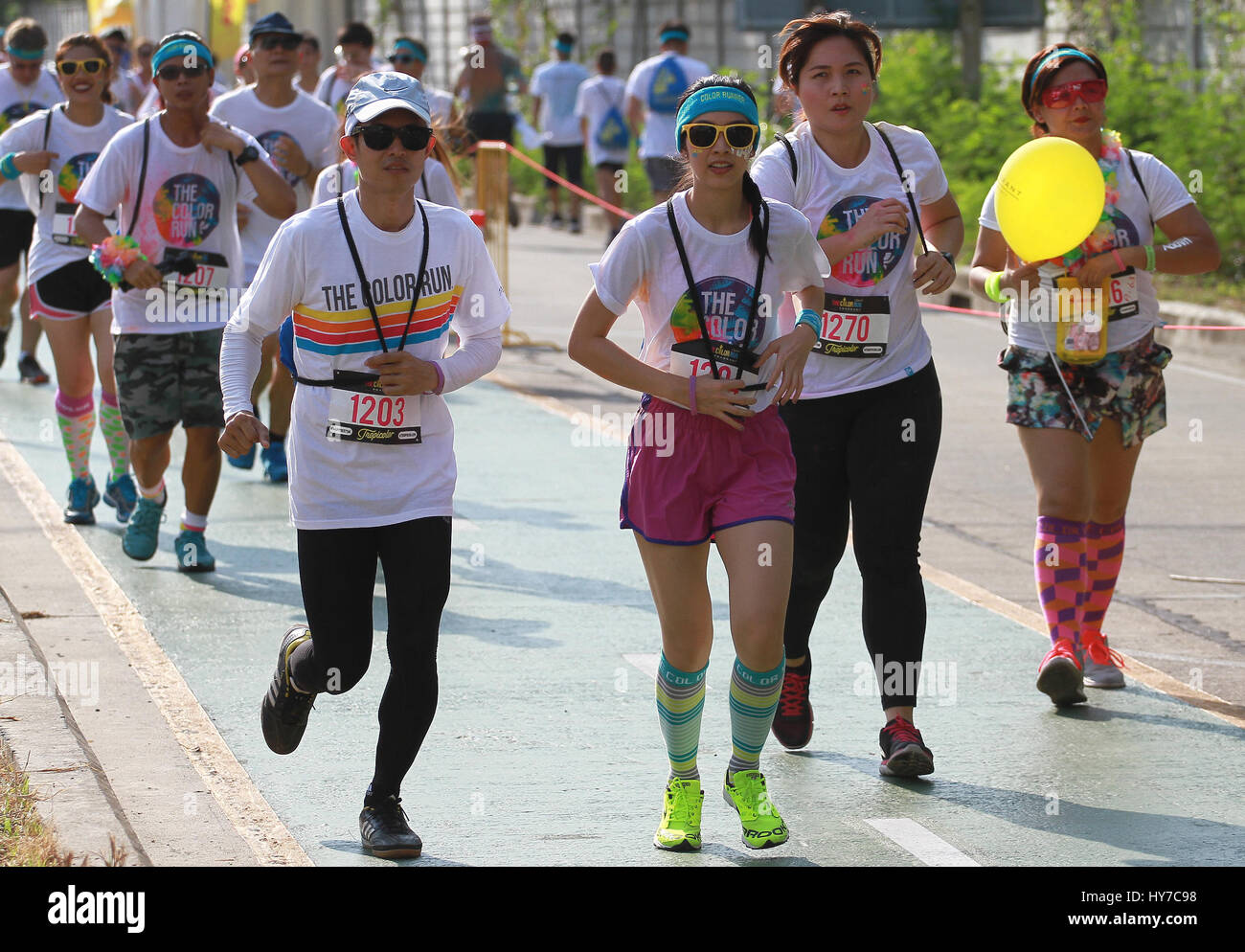 Thailand. 01st Apr, 2017. Participants take part in the Color Run at ...