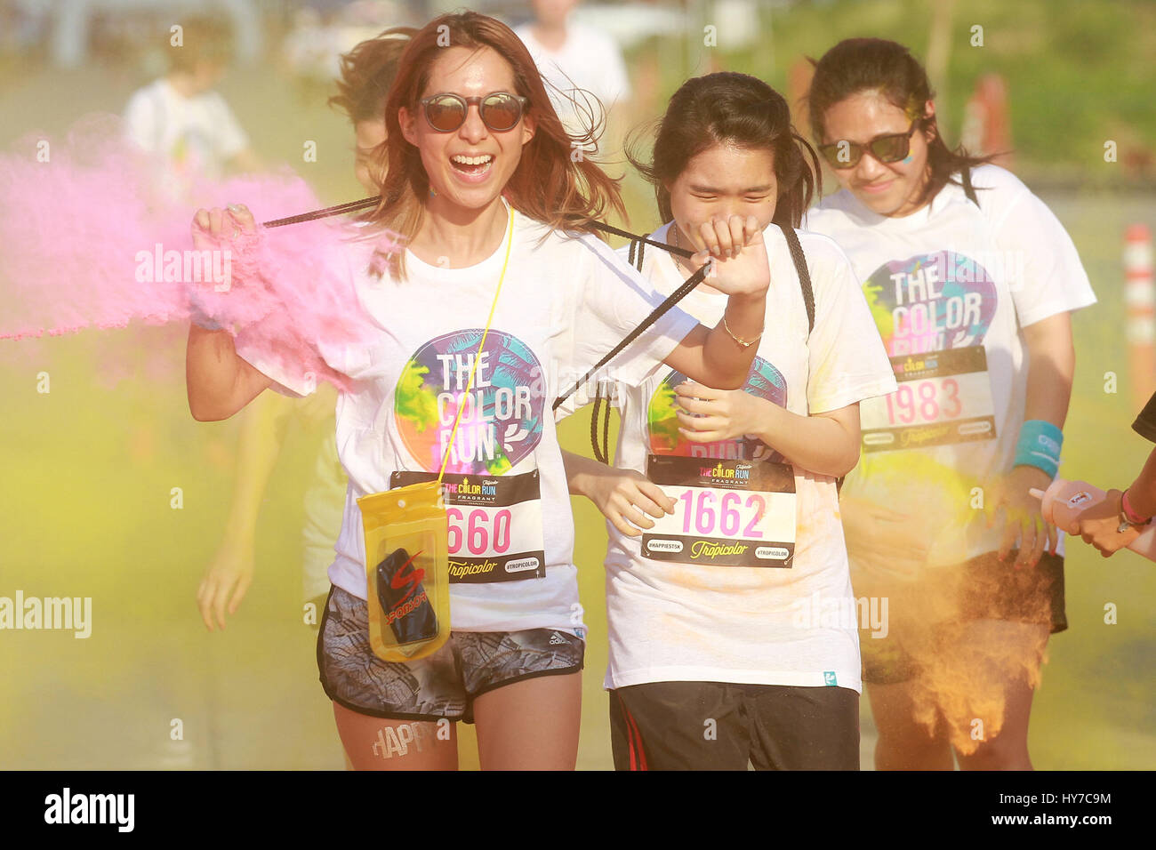 Thailand. 01st Apr, 2017. Participants take part in the Color Run at ...