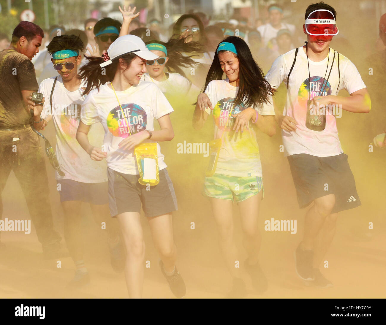 Thailand. 01st Apr, 2017. Participants take part in the Color Run at ...