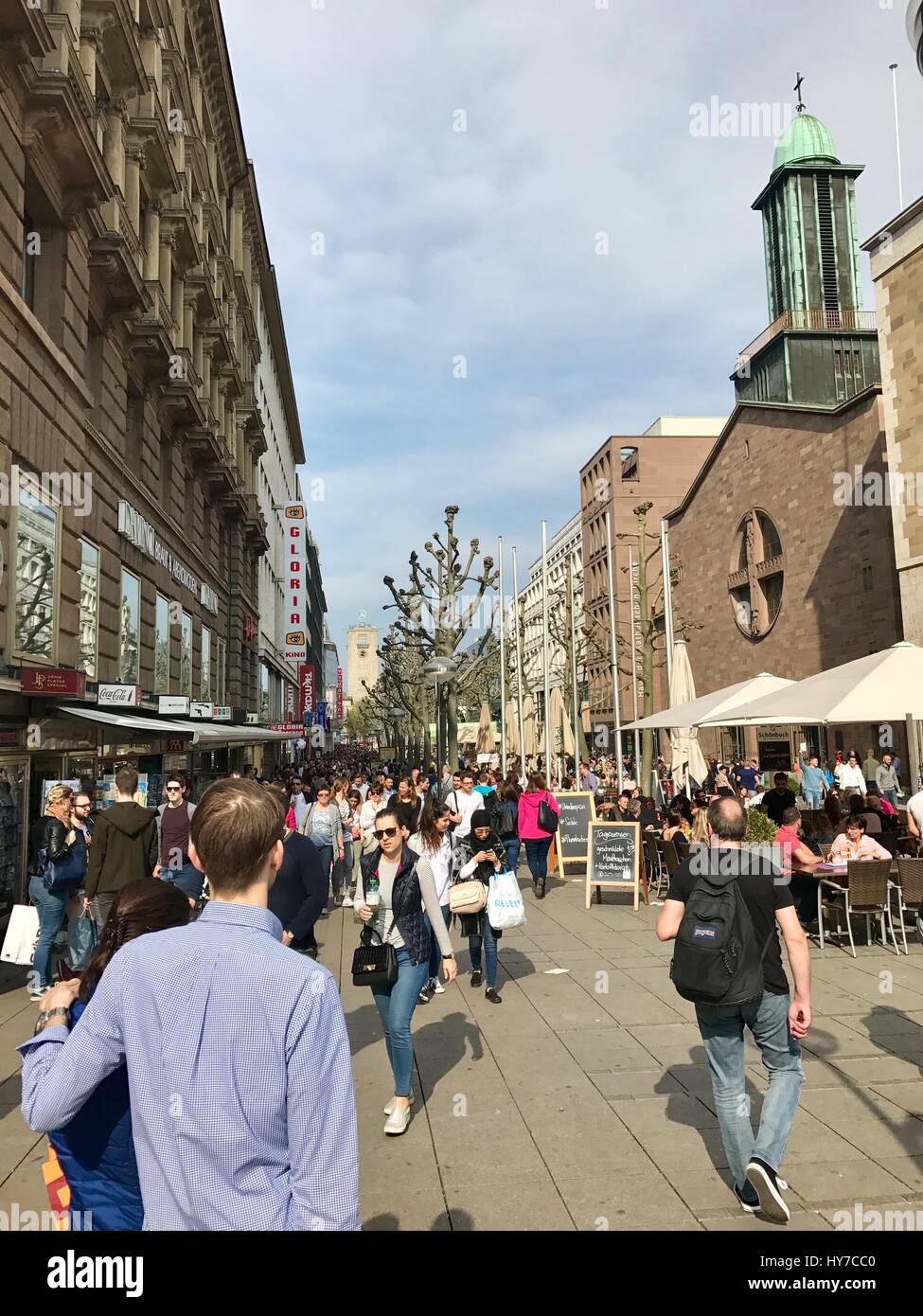 The pedestrian area of Stuttgart on a busy Saturday afternoon Stock ...