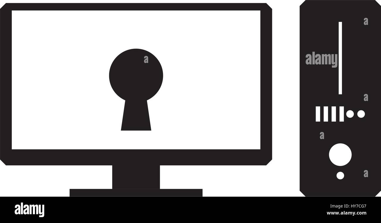pc computer lock security privacy vector icon illustration Stock Vector ...