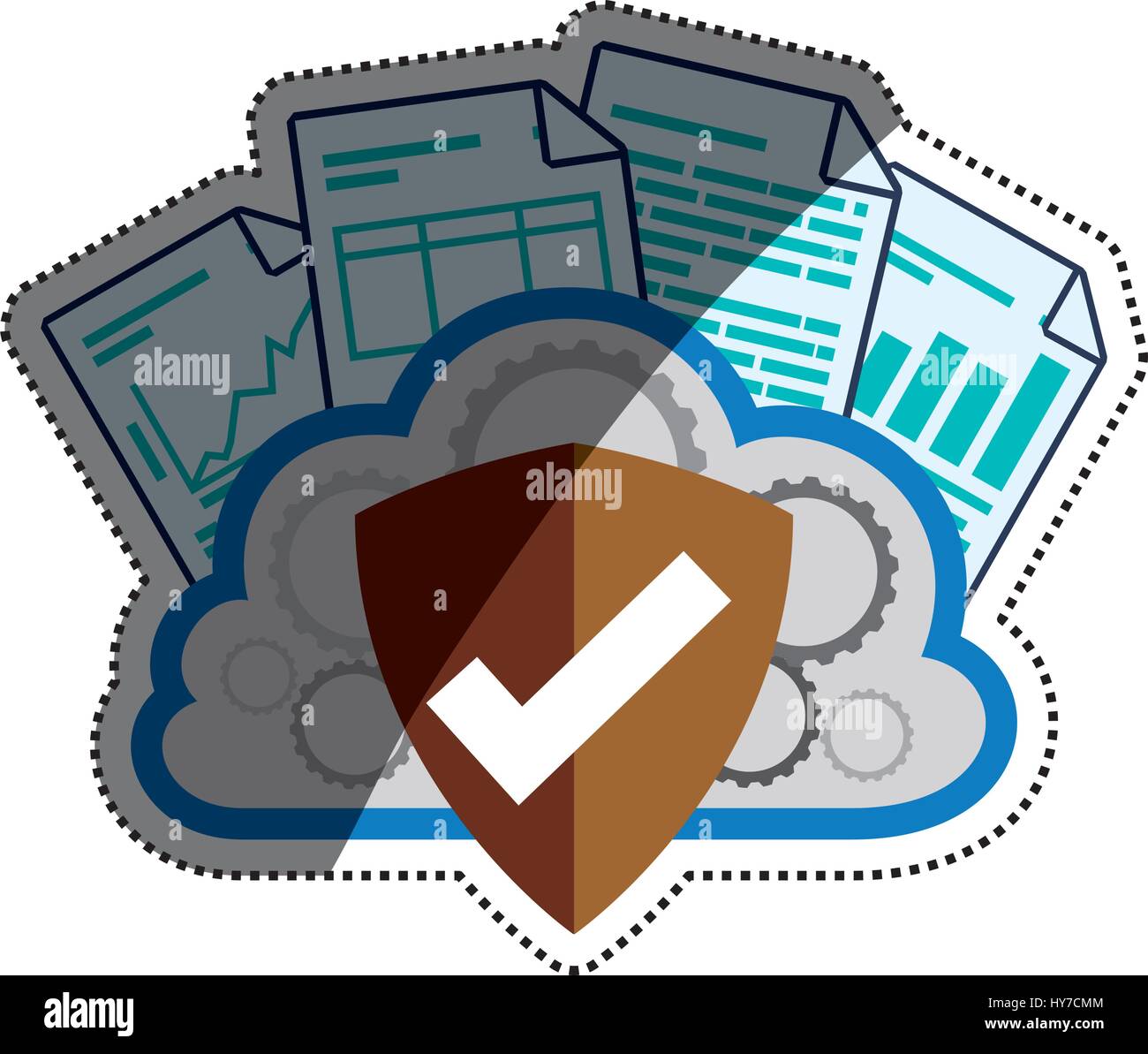 cloud shield documents security vector icon illustration Stock Vector Image & Art - Alamy