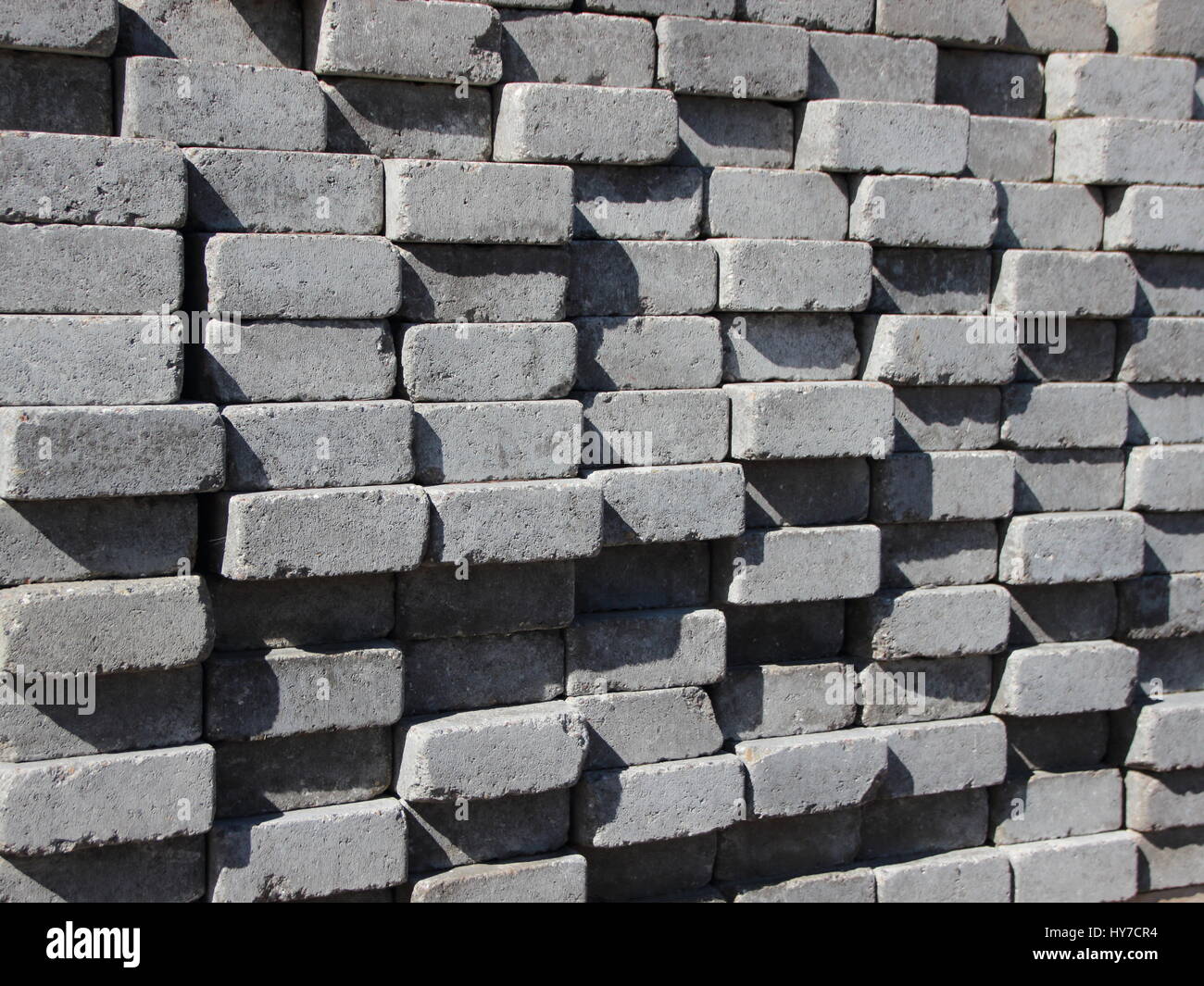 Uneven Stack of Grey Concrete Road Bricks Perspective Background Stock ...