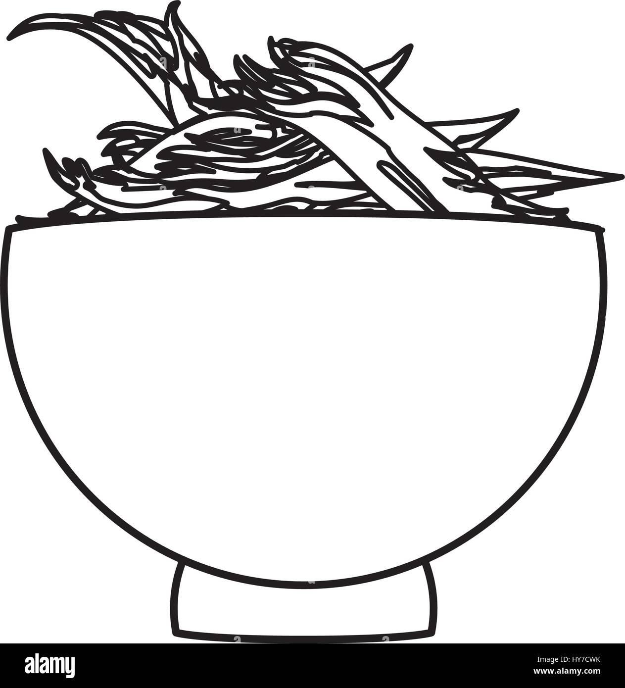 shredded chicken bowl vector icon illustration uncolored Stock Vector ...