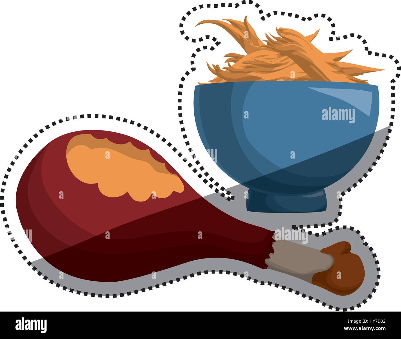 chicken leg shredded bowl vector icon illustration Stock Vector Image ...
