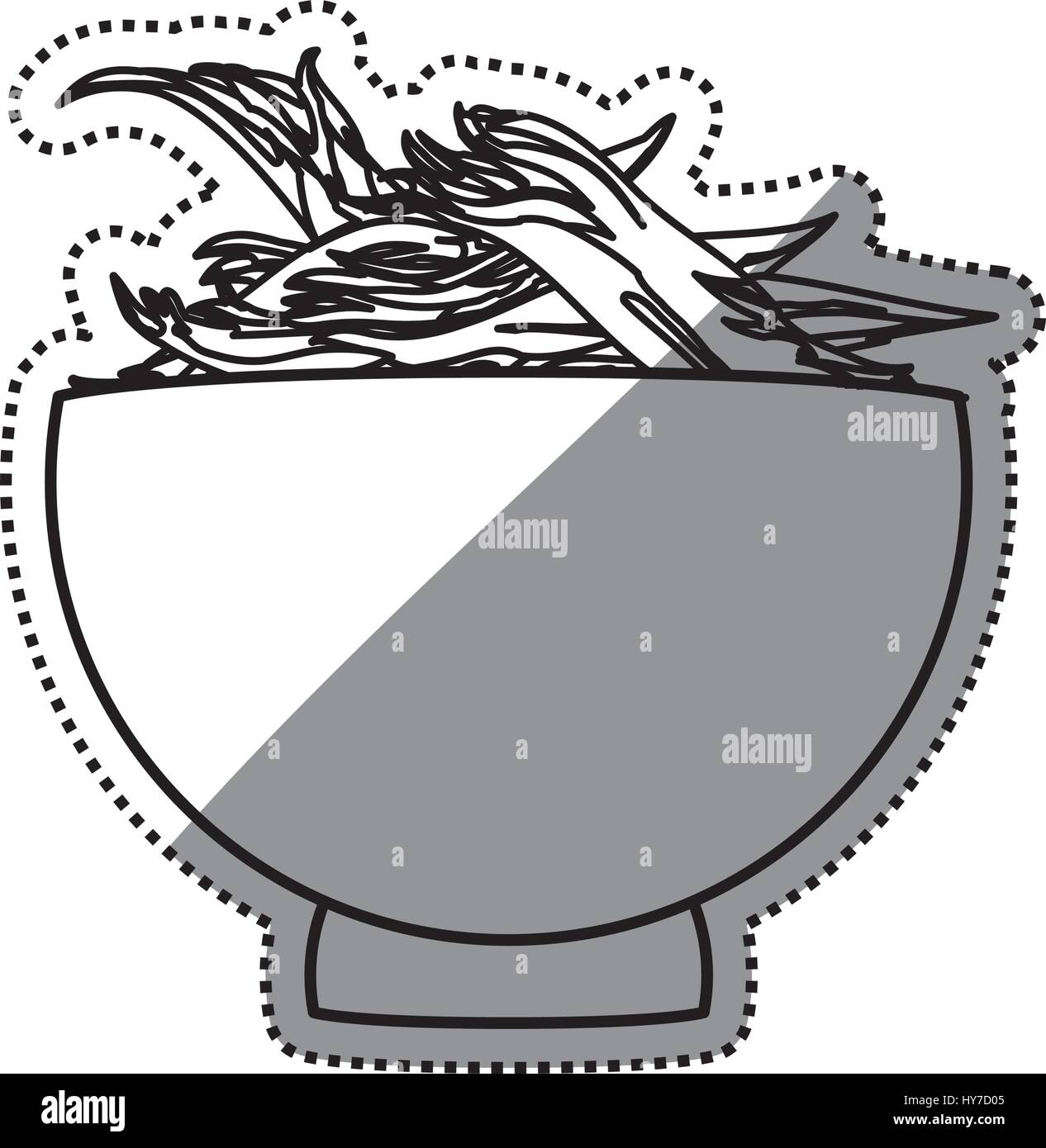 shredded chicken bowl vector icon illustration uncolored Stock Vector ...