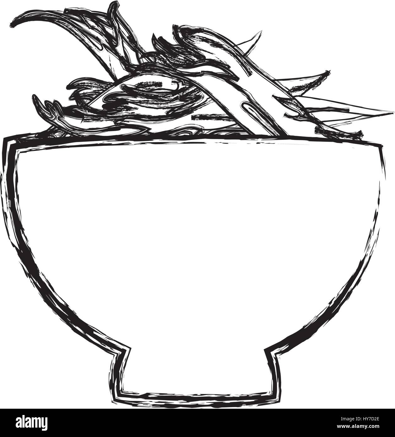 shredded chicken bowl vector icon illustration uncolored Stock Vector ...