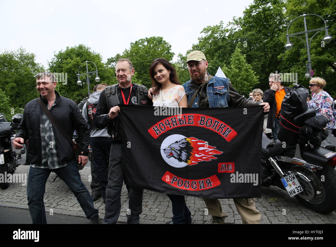 Berlin, Germany, May 9th, 2015: 'Nightwolves' Russian biker club ...