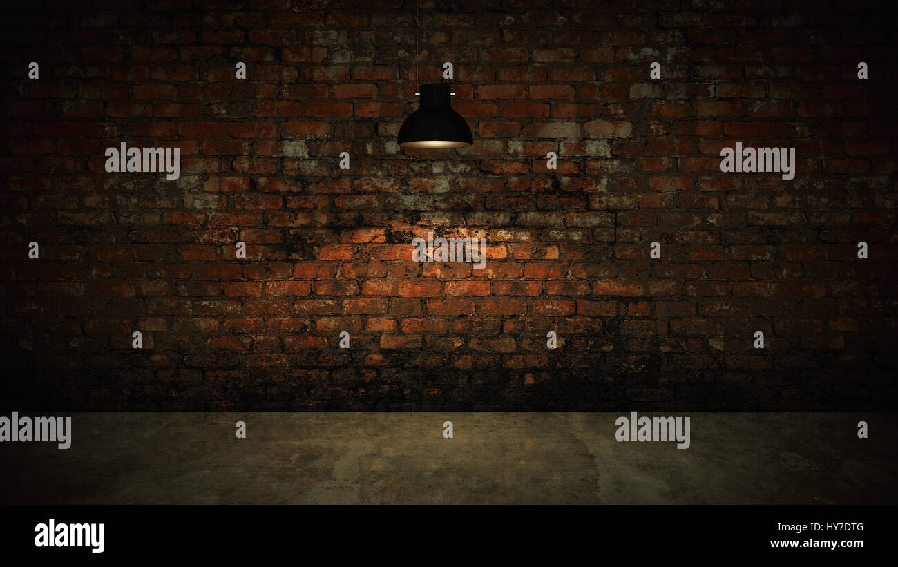 Very dark and dim concrete room. 3D rendering Stock Photo - Alamy