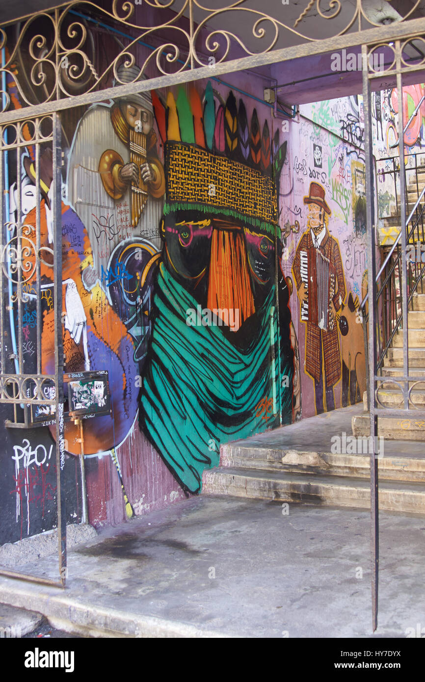 Street art decorating buildings in the UNESCO World Heritage area of ...