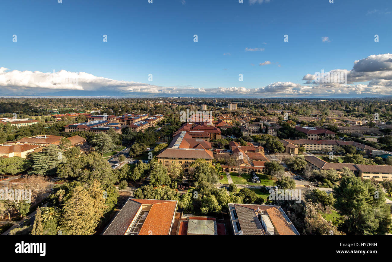 Aerial view of Stanford University Campus - Palo Alto, California, USA ...