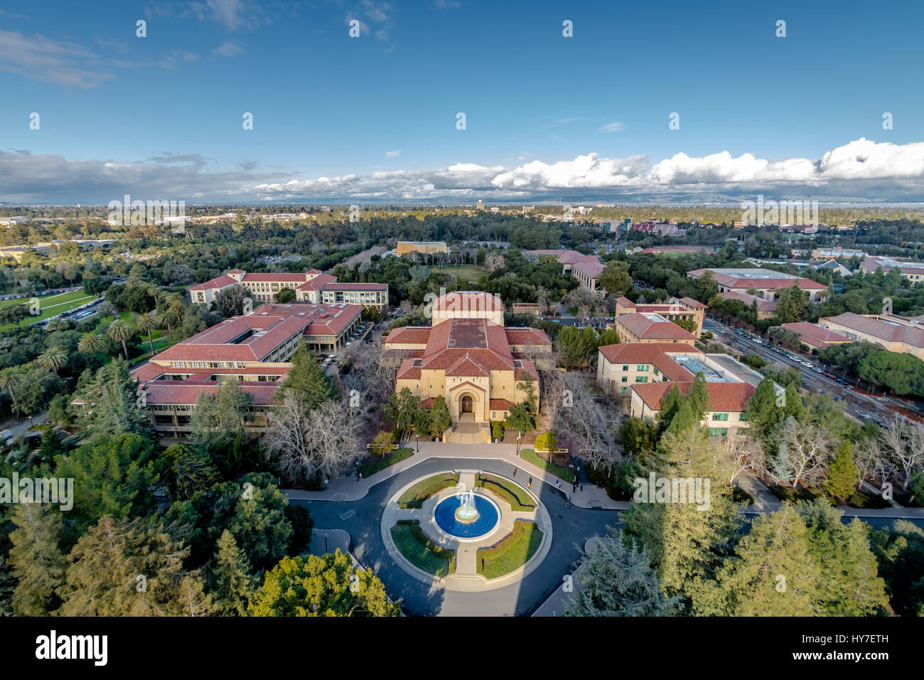 Aerial view of Stanford University Campus - Palo Alto, California, USA ...