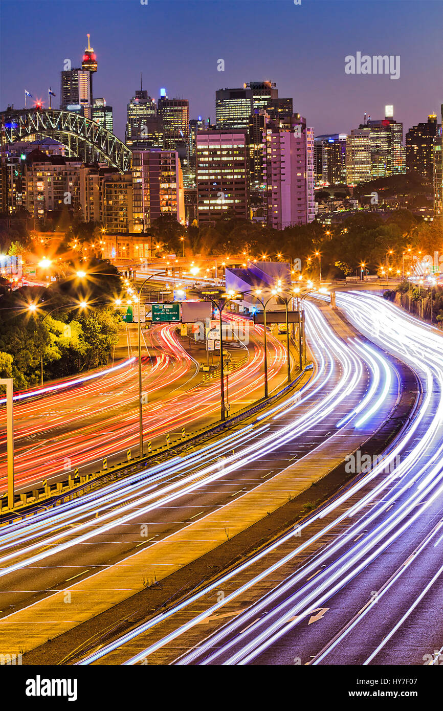 Busy multi-lane warringah expressway in Sydney leading from North ...
