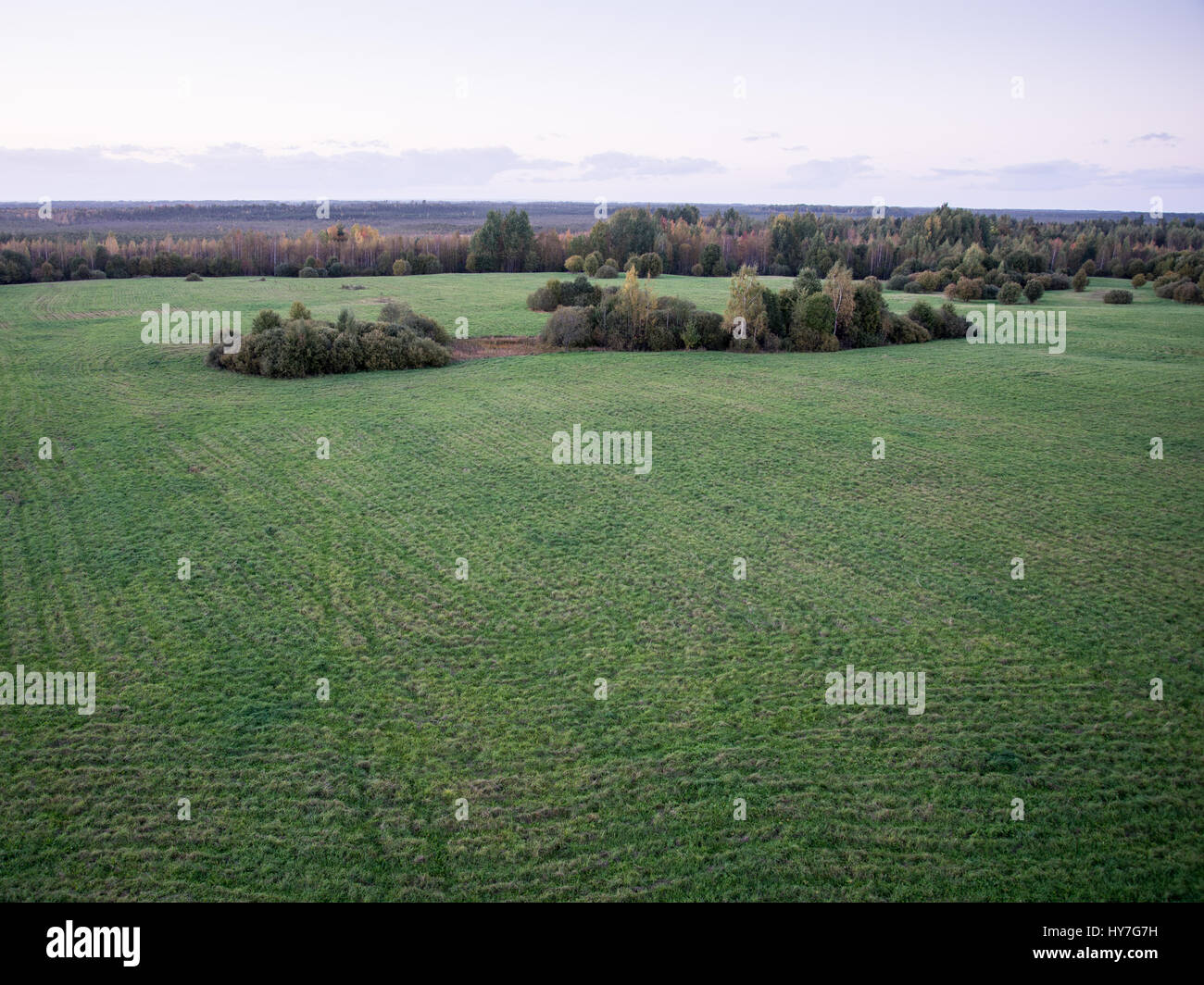 green fields aerial view from view tower in the country Stock Photo - Alamy