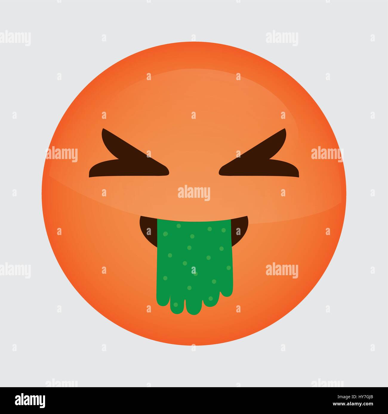 nauseated cartoon face over white background. colorful design. vector ...