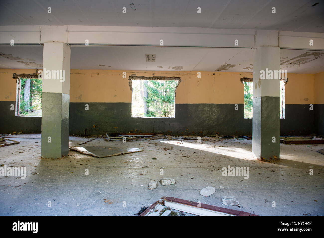 interior of an old abandoned soviet hospital in military town of ...