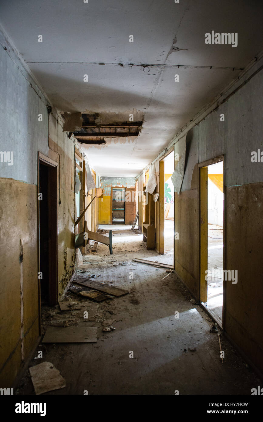 interior of an old abandoned soviet hospital in military town of ...