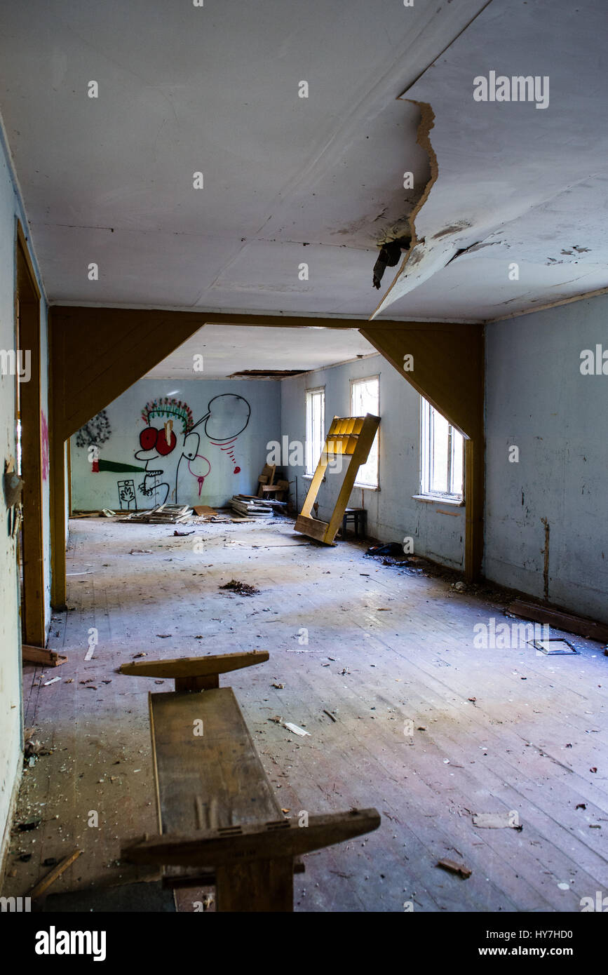 interior of an old abandoned soviet hospital in military town of ...