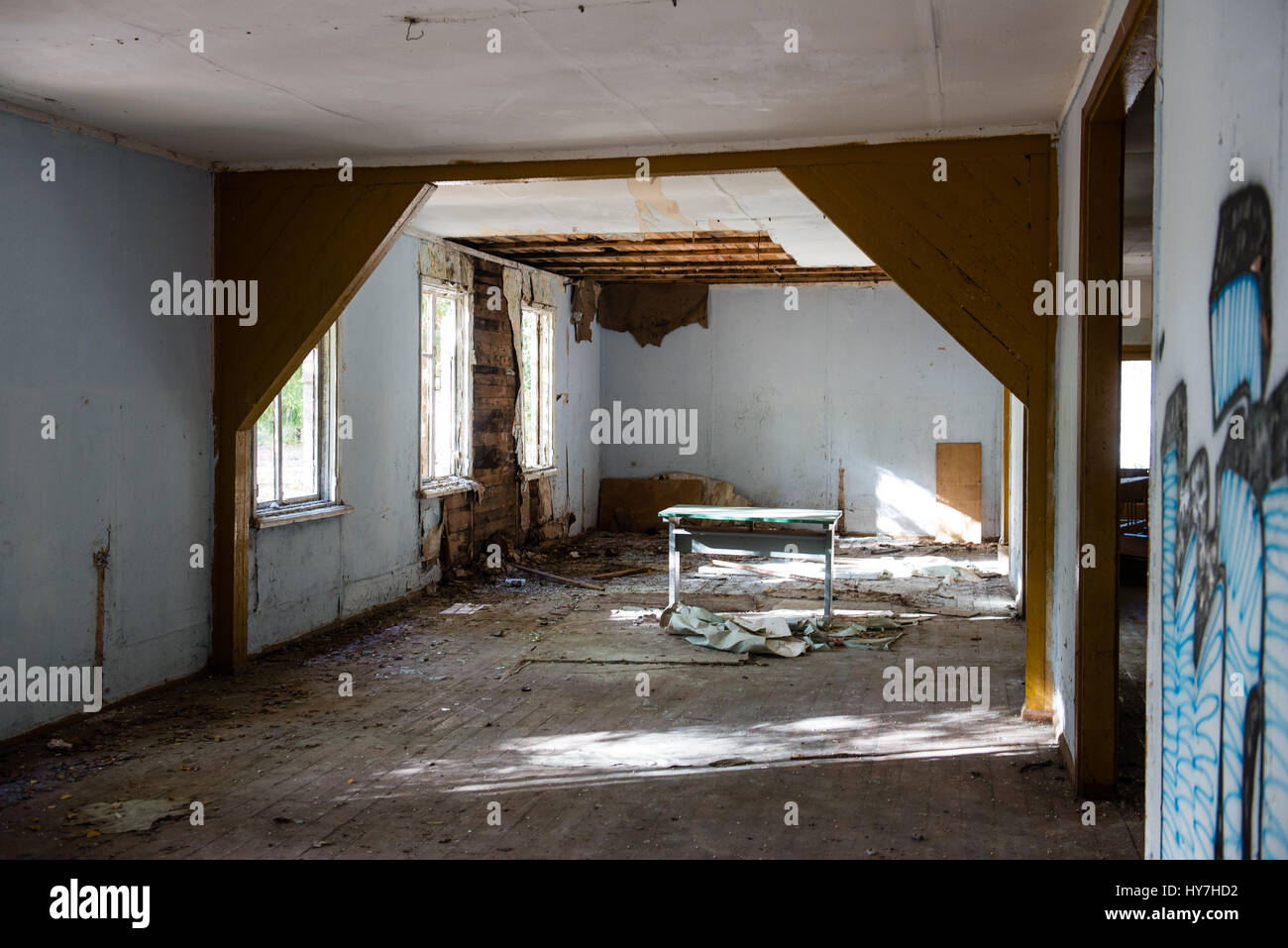 interior of an old abandoned soviet hospital in military town of ...