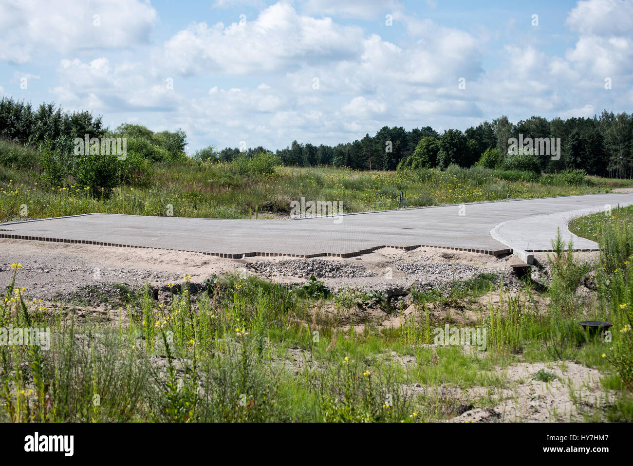 road construction site in the meadow Stock Photo - Alamy